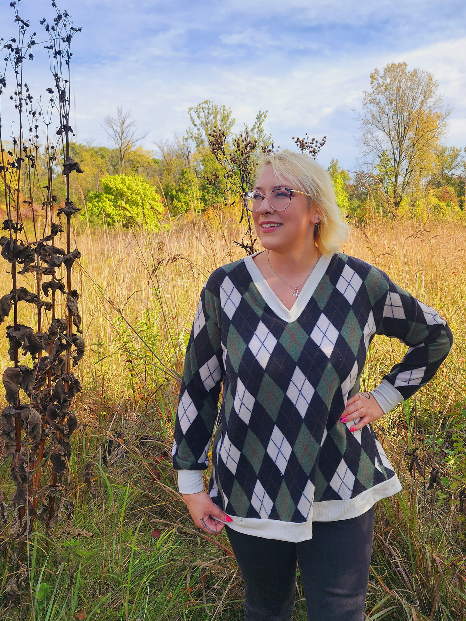 Brushed Hacci – Classic Argyle in Green and Black – Last 2 Yards 22″ x ...